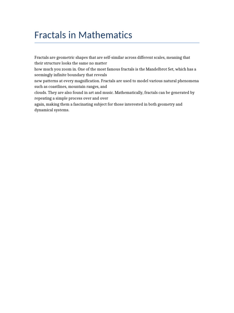 Fractals in Mathematics | PDF