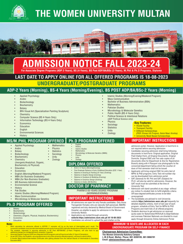 BS MS MPhil PH.D Advertisment 2023 24 Updated 1 | PDF