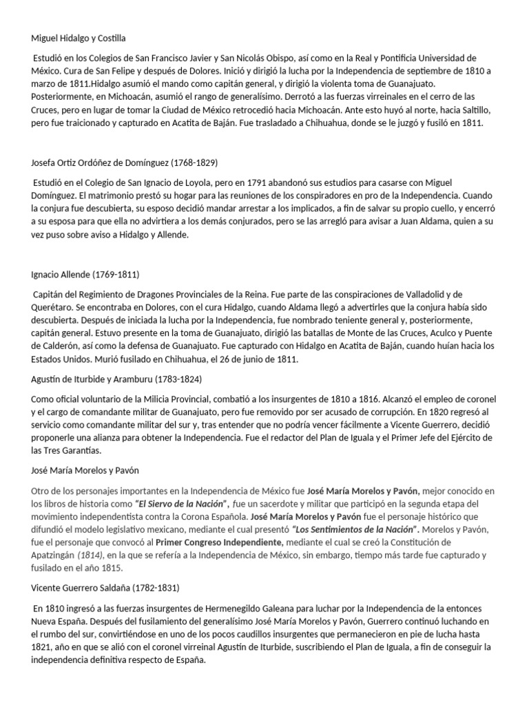 Miguel Hidalgo y Costilla | PDF