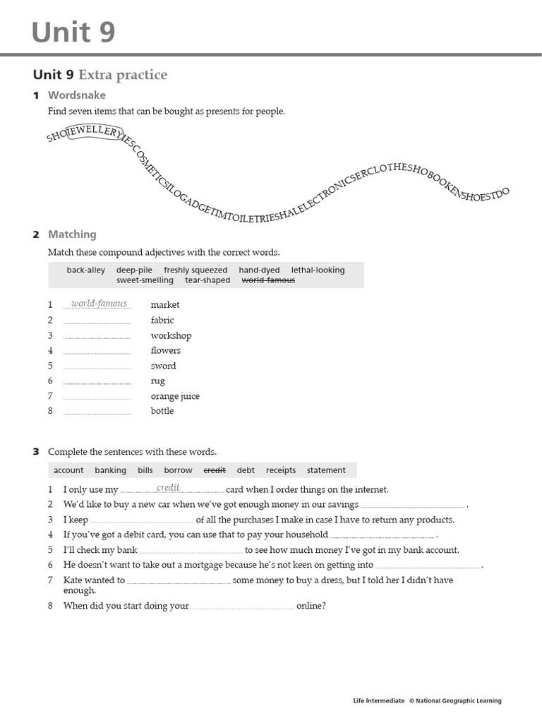 Int Unit9 ExtraPractice | PDF