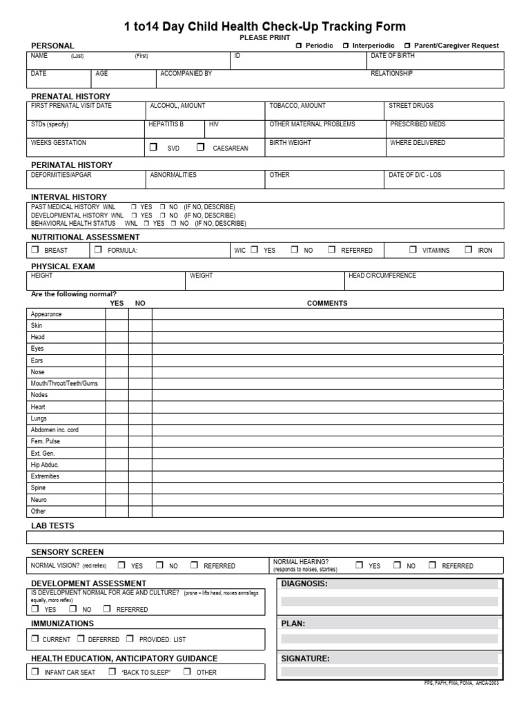 Child Health Check-Up Tracking | PDF Child Health Check-Up Tracking | PDF