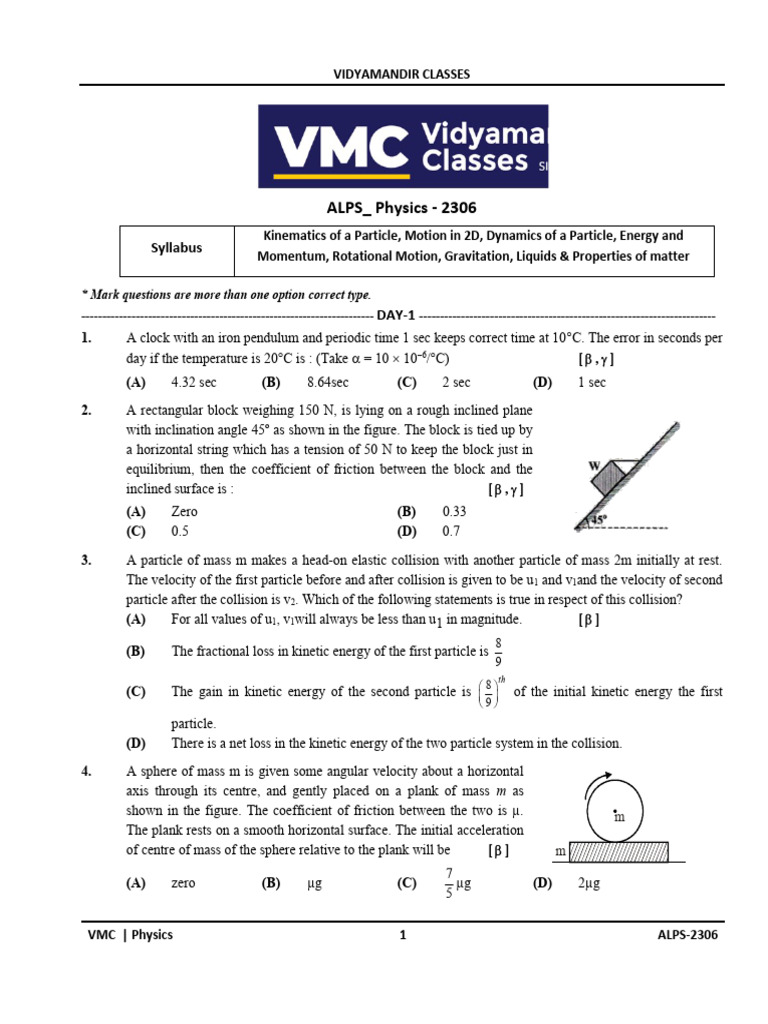 ALPS2306 Physics Assignment | PDF