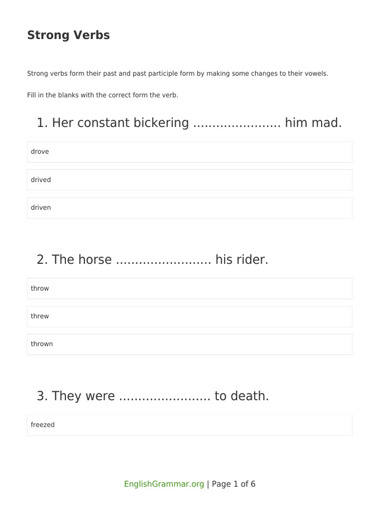 Strong Verbs | PDF | Language Arts & Discipline