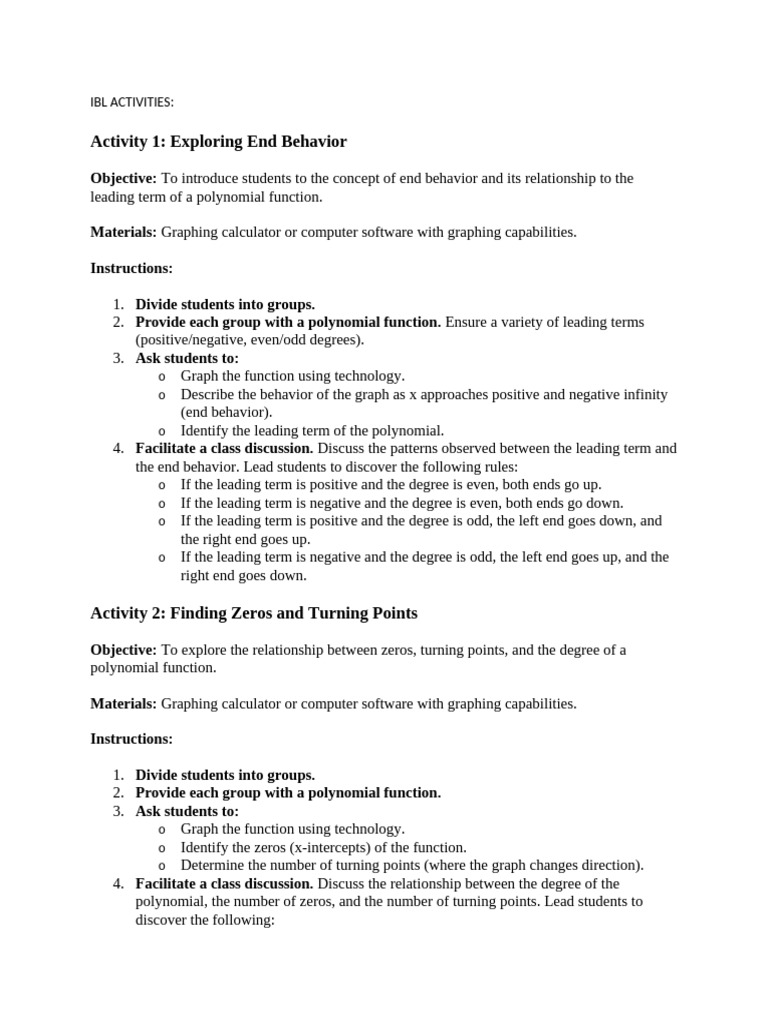 Ibl Activities | PDF