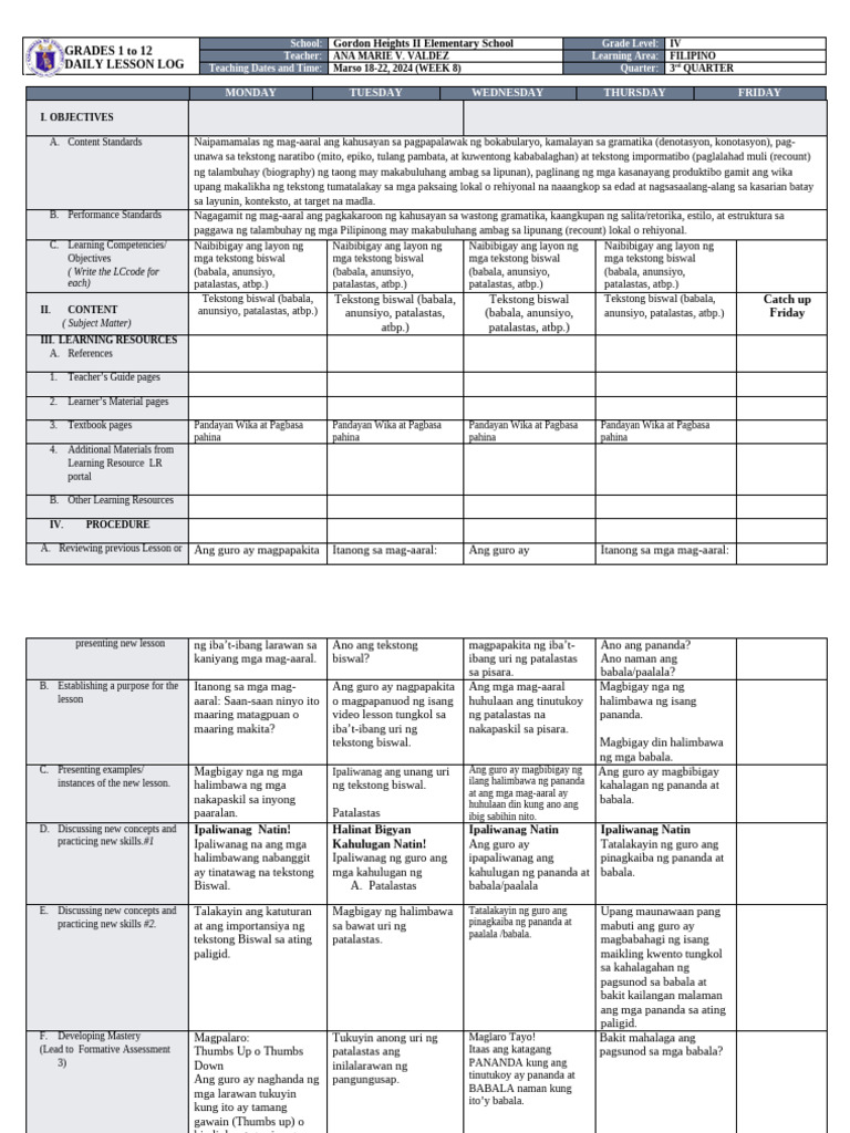 DLL Filipino-4 Q3 W7n-MATATAG | PDF