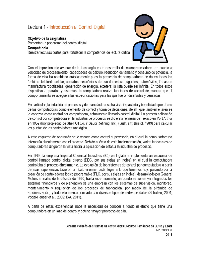Lectura I - Introducción al control digital | PDF