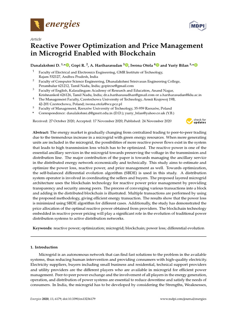 Reactive Power Optimization And Price Management In Microgrid Enabled