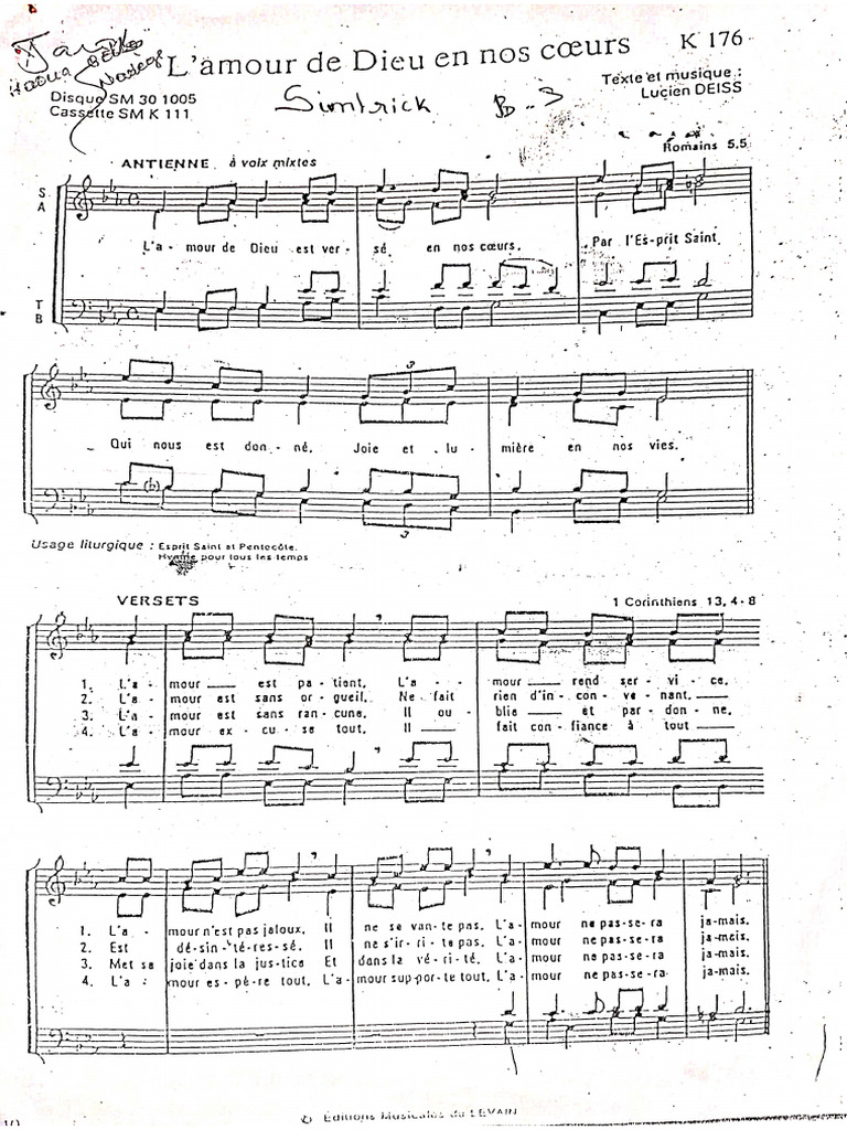 L'amour de Dieu en Nos Cœurs Lucien Deiss | PDF