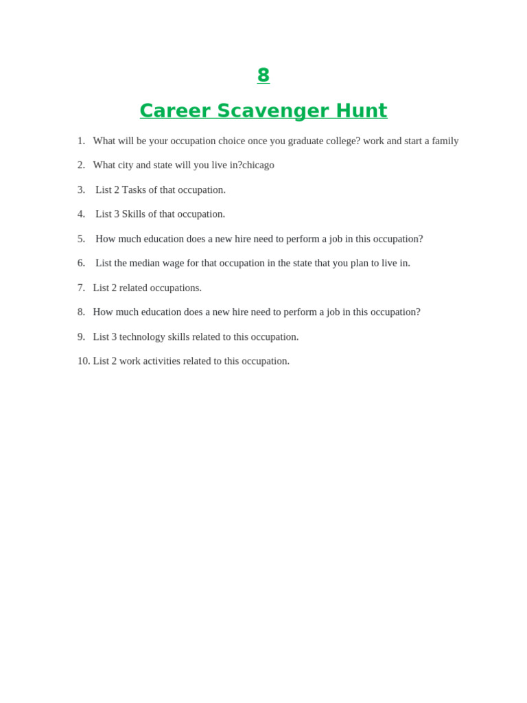 Career Scavenger Hunt (2) | PDF