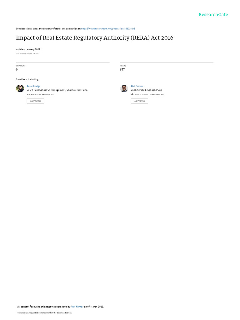 Impact of Real Estate Regulatory Authority (RERA) Act 2016: January ...