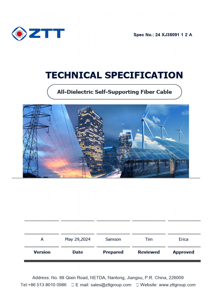ZTT 24-XJ38091-1-2-A - ADSS 200m 40003381 40005088 40005094 | PDF