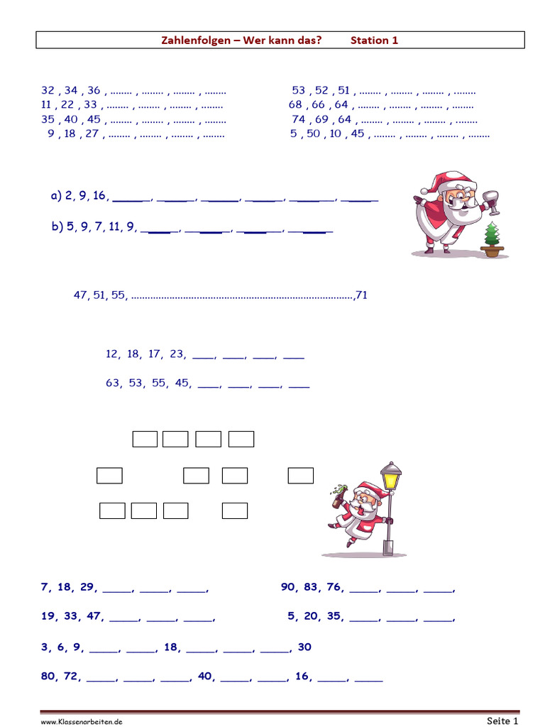 Zahlenfolgen Wer Kann Das? Station 1: 1. Wie Geht Es Weiter? | PDF