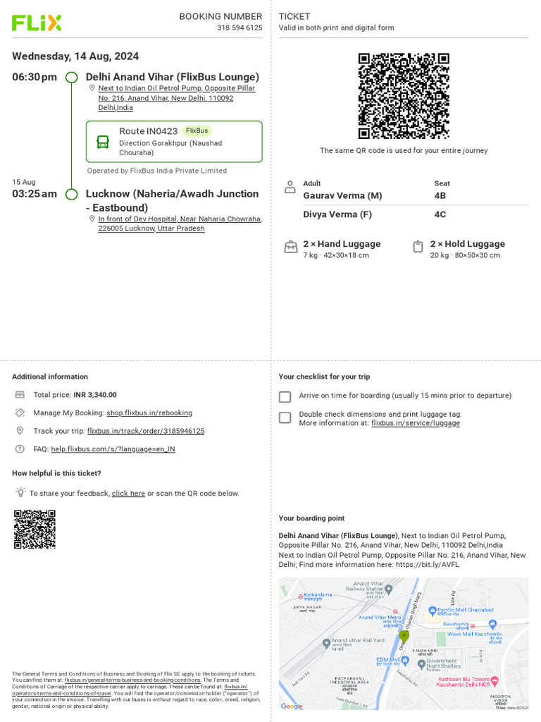 Ticket Delhi Lucknow 3185946125 | PDF