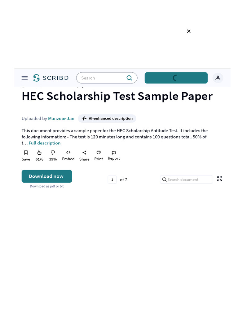 doc308889795HEC Scholarship Test Sample Paper# | PDF