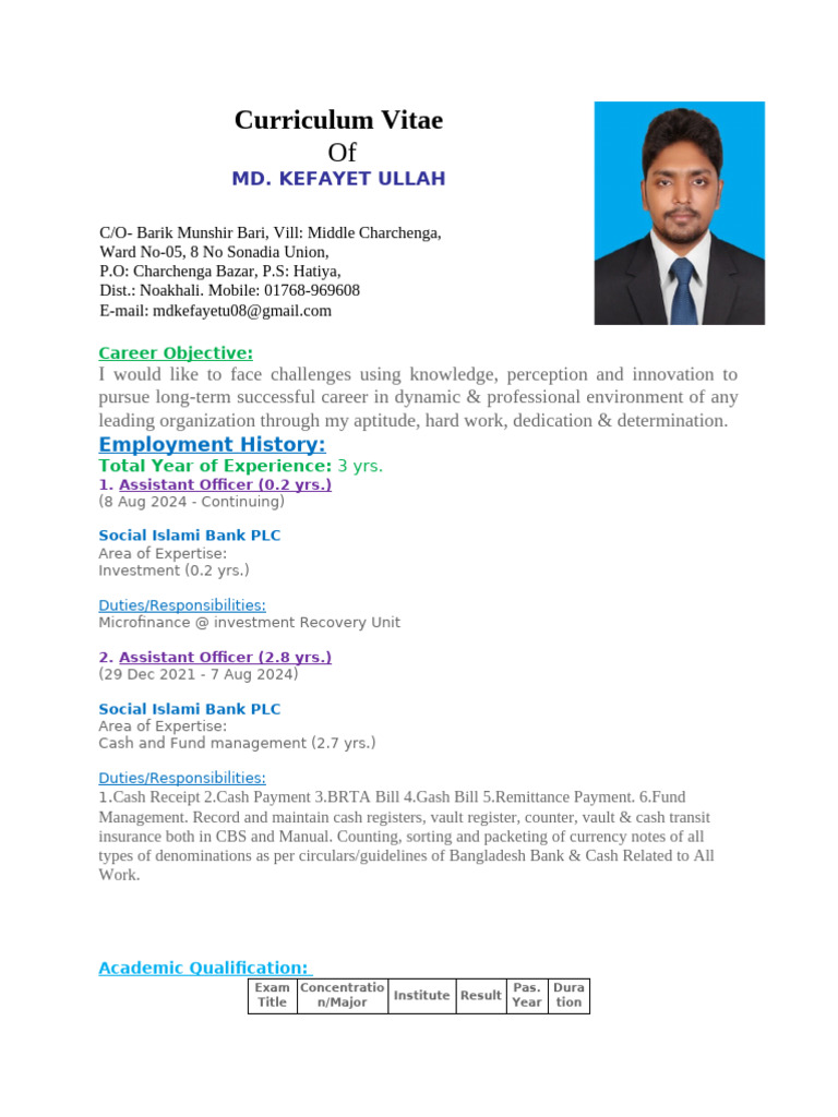 MD Kefayet Ullah CV (6) (Recovered) | PDF