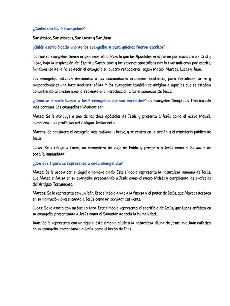 Cuáles Son Los 4 Evangelios | PDF