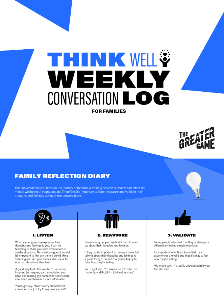 Think Well - Weekly Conversation Log For Families | PDF