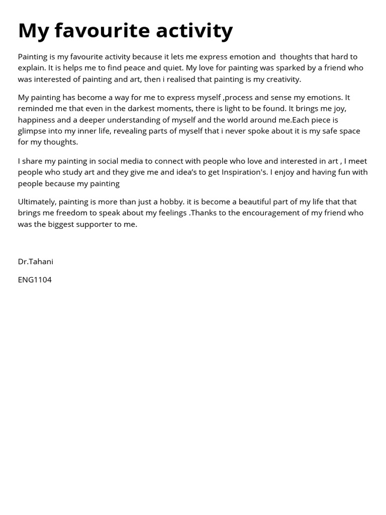 My Favourite Activity PDF | PDF