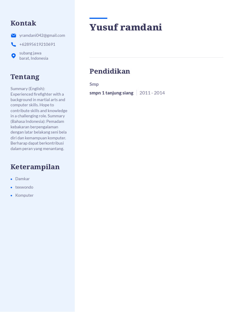 Yusuf Ramdani CV | PDF