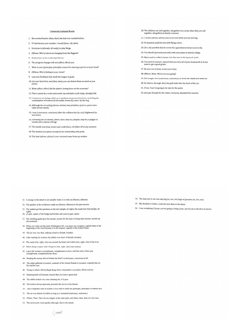 Commonly Confused Words Ex2 | PDF