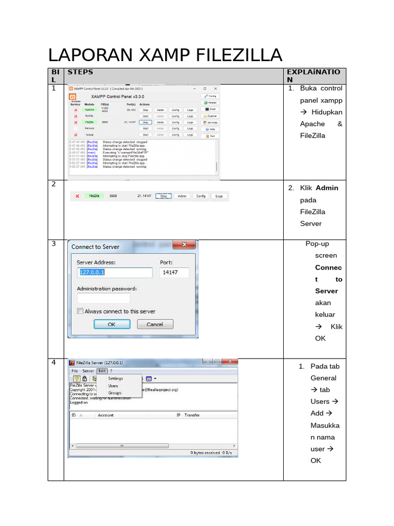 Laporan Xamp Filezilla_k291mkpd011 | PDF