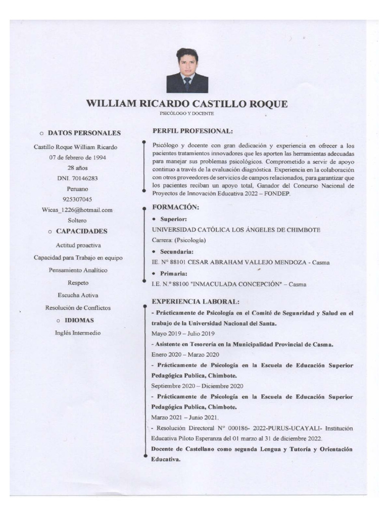 Curriculum Vitae William Ricardo | PDF