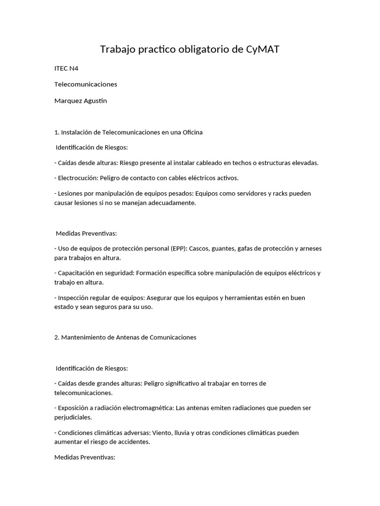 Trabajo Practico Obligatorio de CyMAT | PDF