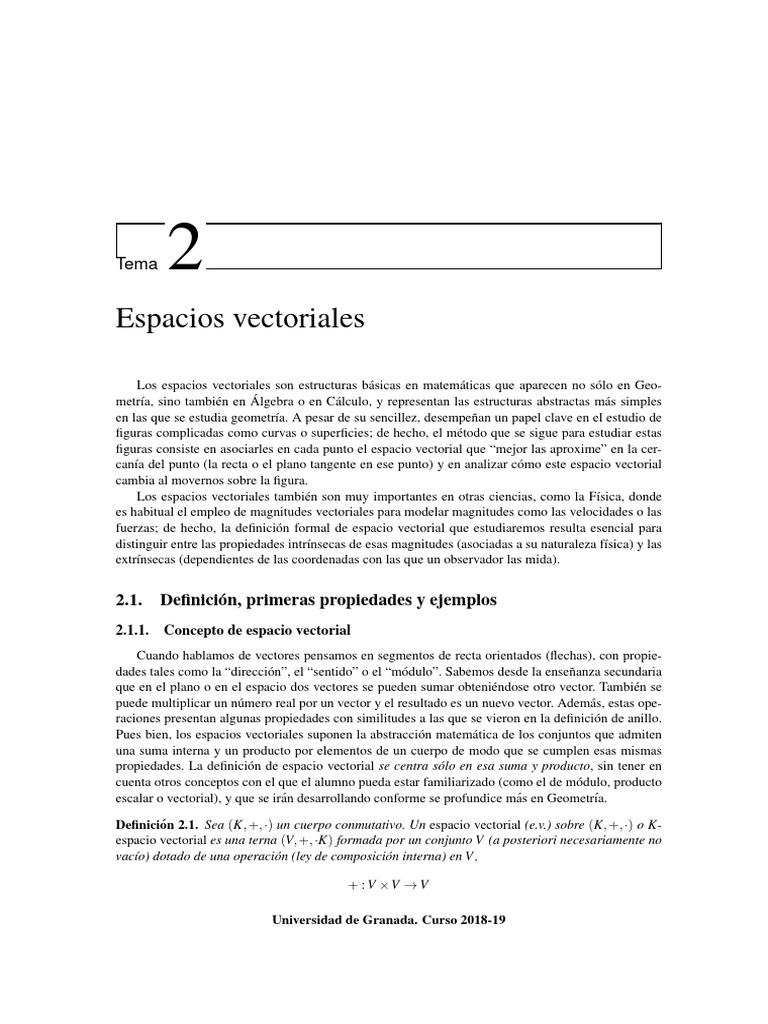 Tema 1 Espacios Vectoriales | PDF