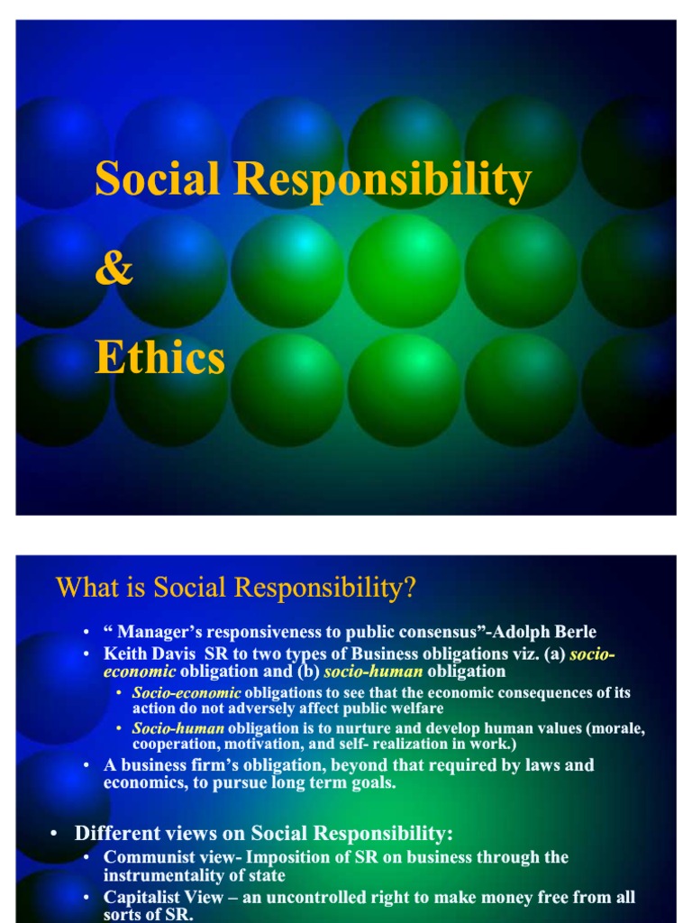 Social Responsibility & Ethics-CH-4 | PDF | Corporate Social ...