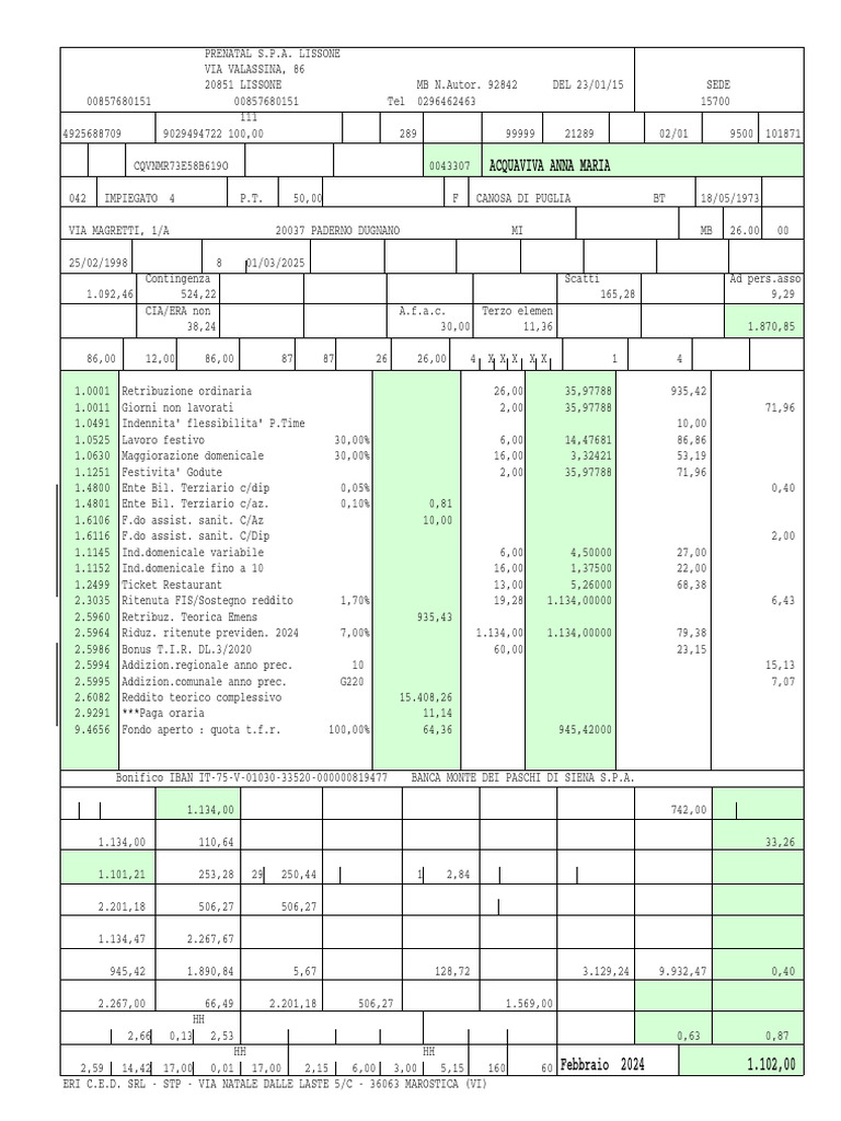 Busta Paga Febbraio 24 | PDF