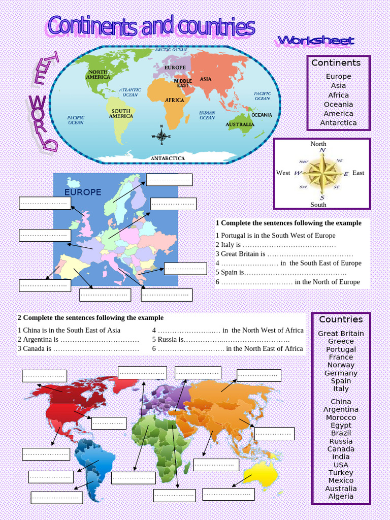 Continents Europe Countries Cardinal Points | PDF