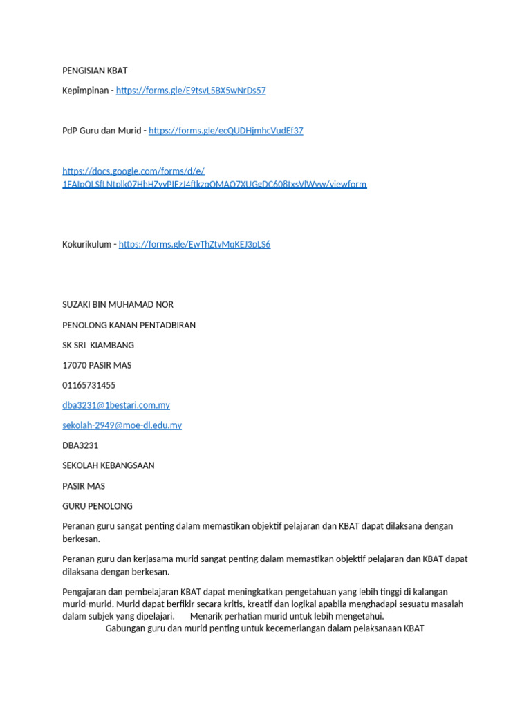 Pengisian Kbat | PDF
