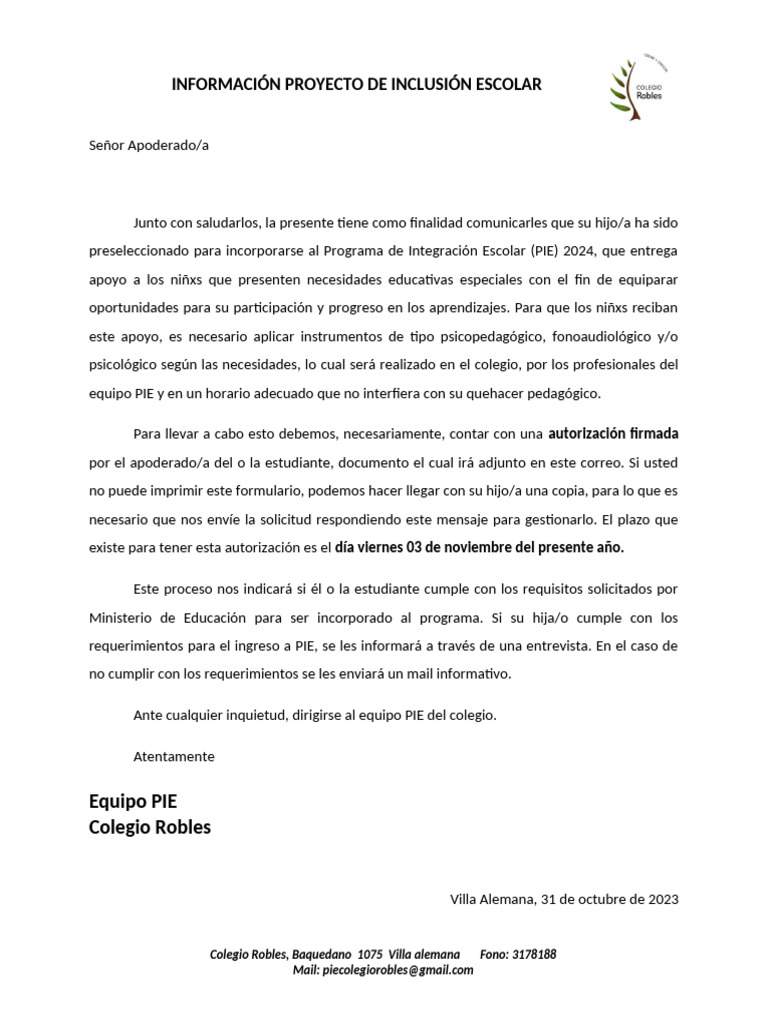 Carta Informativa 2023 | PDF