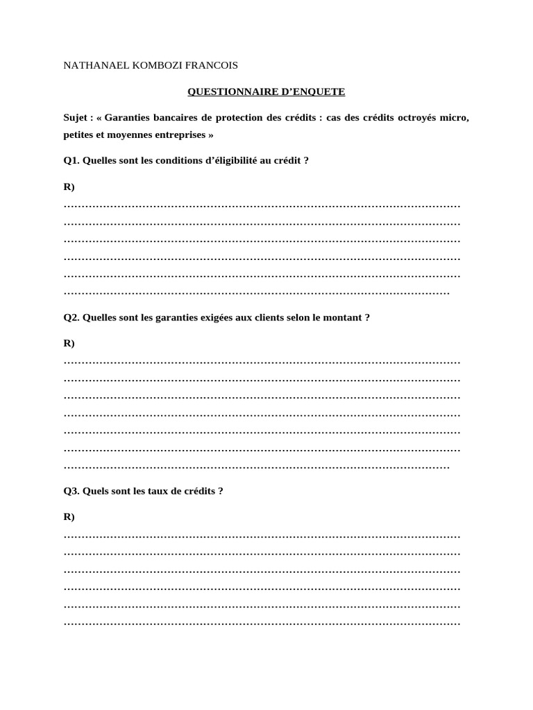 Questionnaire d'Enquete Kin | PDF