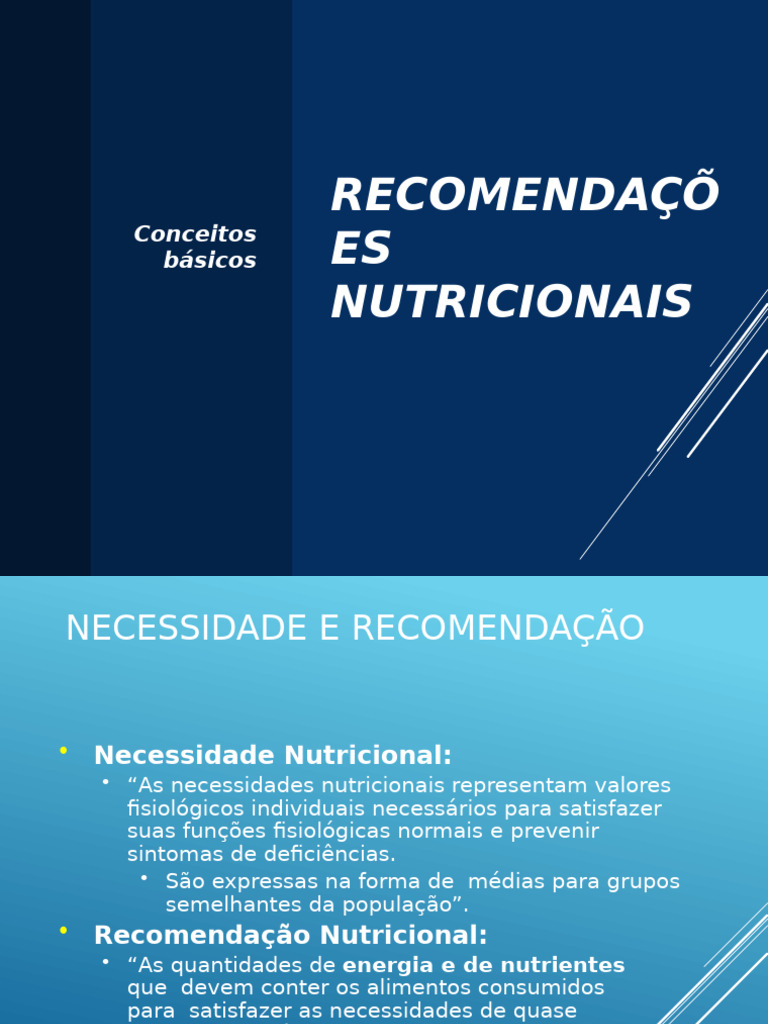 Recomendações Nutricionais DRI 2023 | PDF | Nutrientes | Alimentos