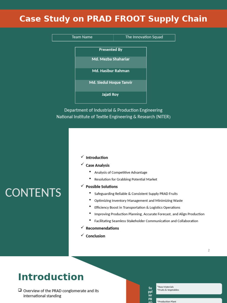 Case Study On PRAD FROOT Supply Chain | PDF