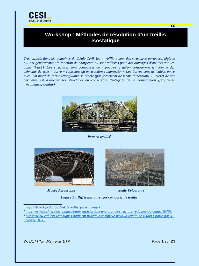 Workshop Corrigés Resolution Treillis Isostatique | PDF