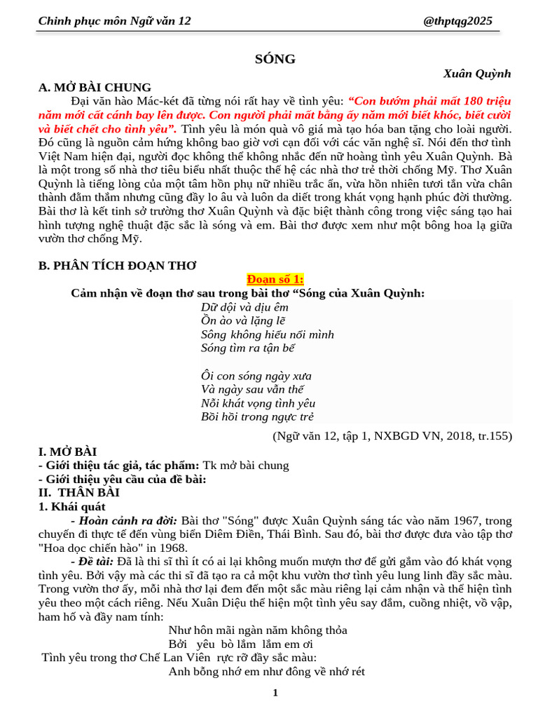 Sóng - Xuân Qu NH | PDF