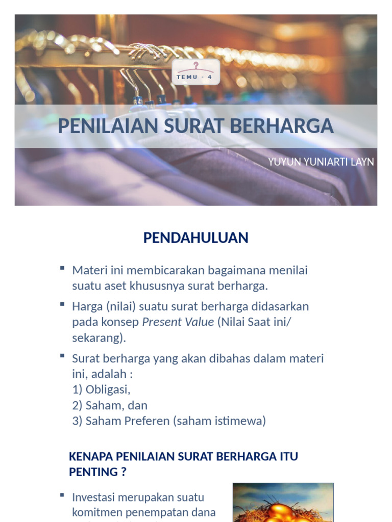 Temu 4 - Penilaian Surat Berharga | PDF
