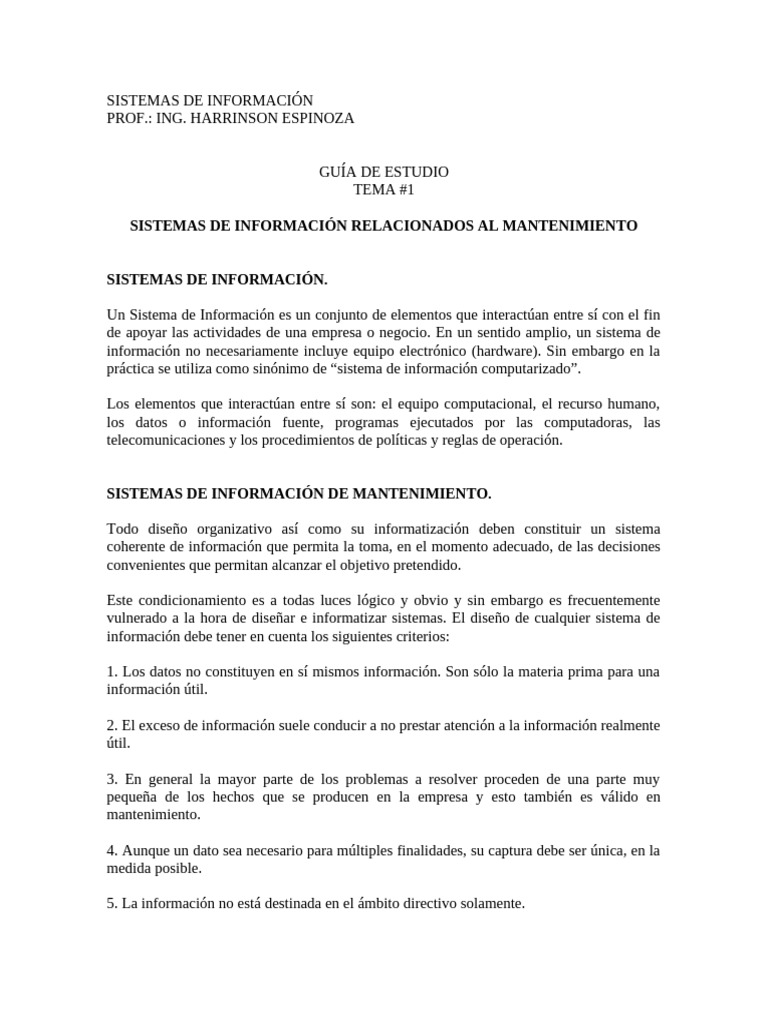 Material Tema #1 - Sistemas de Informacion | PDF