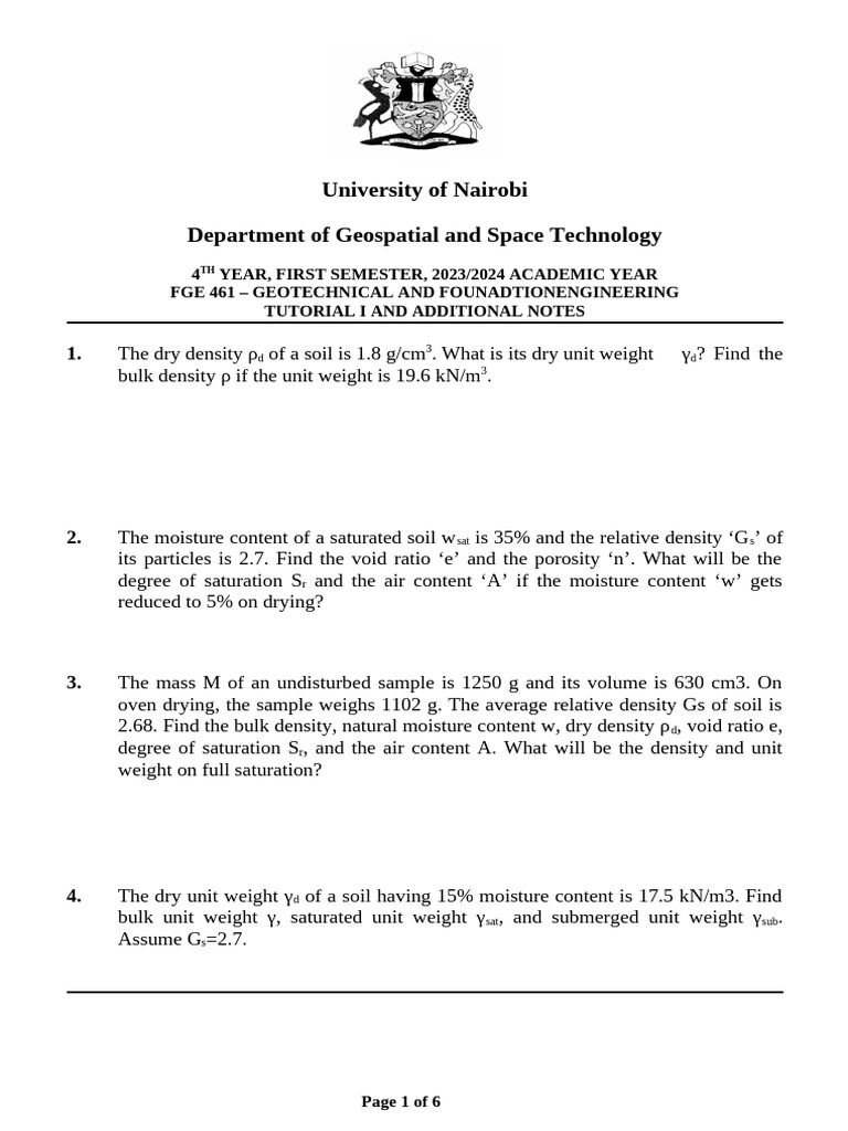 24 09 23 Tutorial 1A-2024-FGE461 | PDF | Density | Science & Mathematics