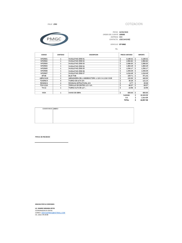 Cotizacion Sit 0062 | PDF