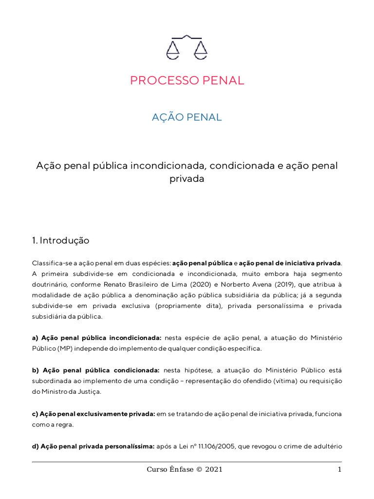 Ação Penal Pública Incondicionada... | PDF