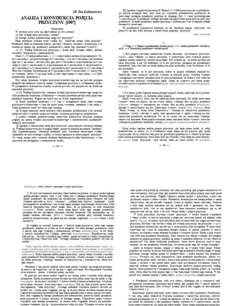 Lukasiewicz Przyczyna | PDF