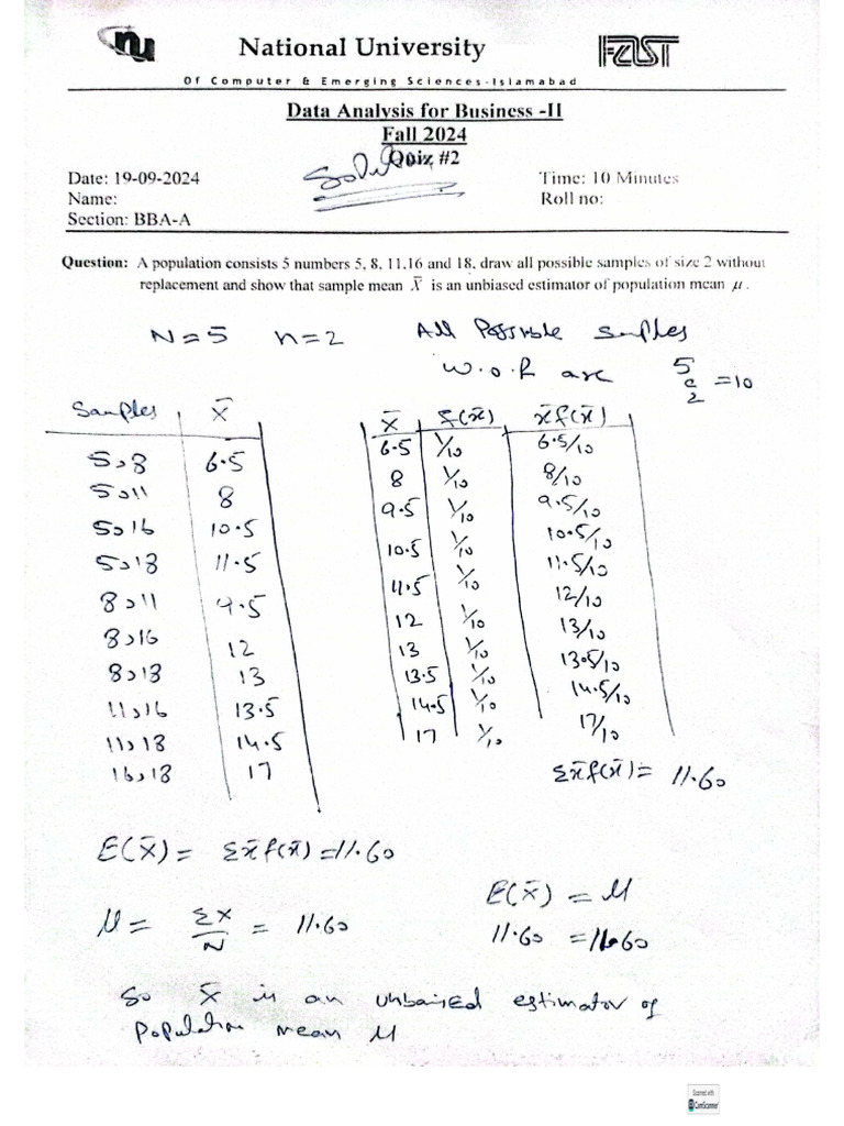 Quiz #2 Solution | PDF