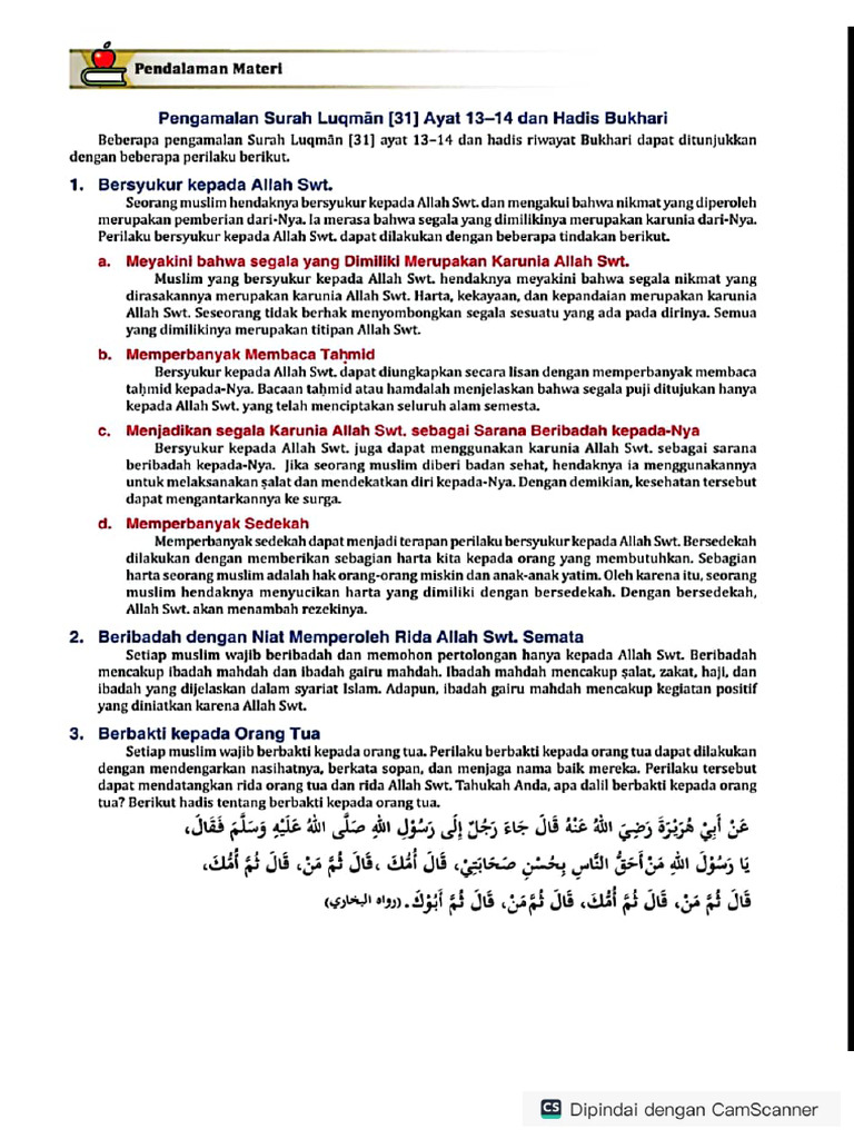 Pengamalan QS. Luqman 13,14 | PDF
