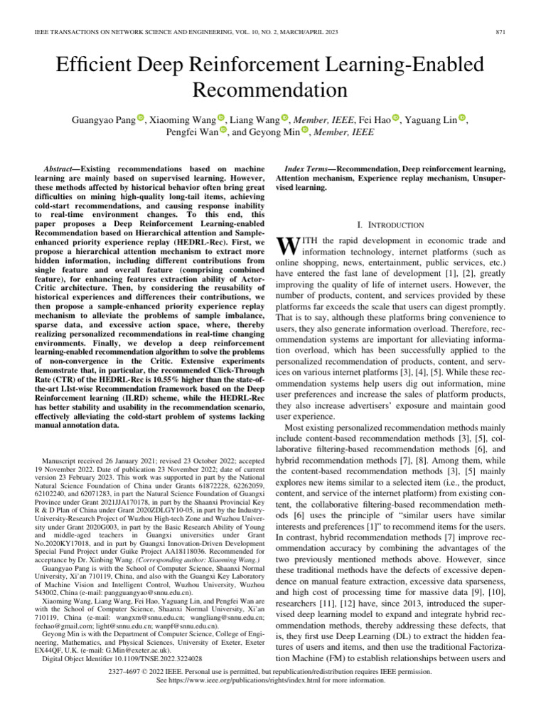Efficient Deep Reinforcement Learning-Enabled Recommendation | PDF