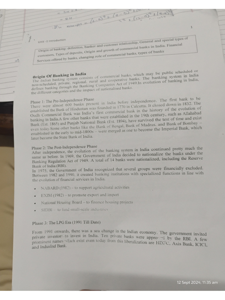 Banking Unit 1 | PDF