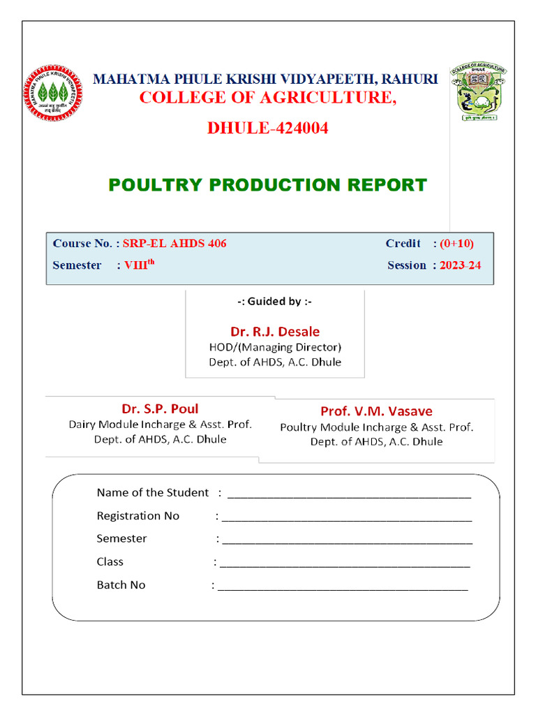 POULTRY REPORT Dhiraj Poultry | PDF