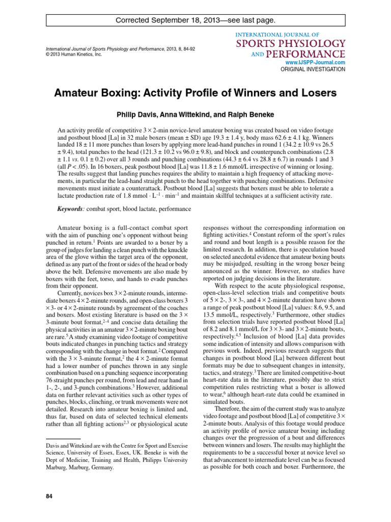 Activity Profile in 3x2min Boxing | PDF